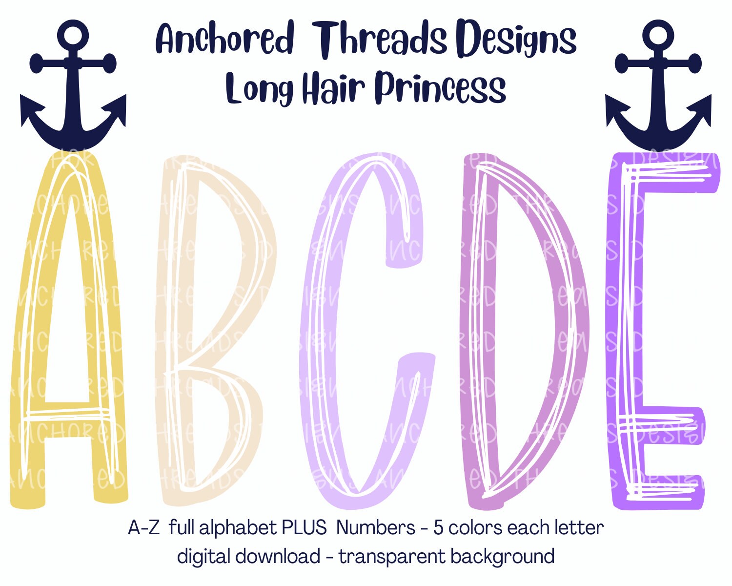 Sketch Alpha - Long Hair Princess - PNG Alphabet - Princess Colors ...