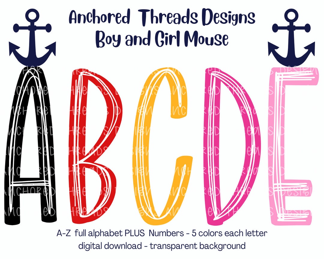 Sketch Alpha - Mouse Colors - PNG Alphabet - Princess Colors - Sketchy ...