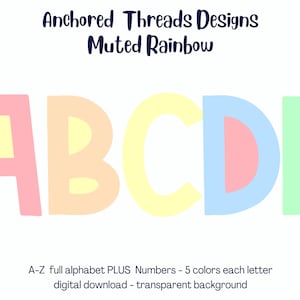 Modern Alpha - Two Tone Alpha - PNG Alphabet - Pastel Rainbow - Sketchy ...