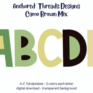 Modern Alpha - Two Tone Alpha - PNG Alphabet - Camo Mix - Boxy Alpha ...