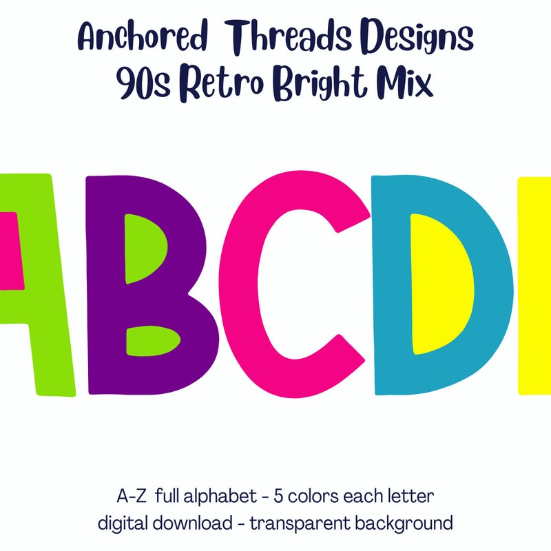 Bright Colored Alphabet Png - Etsy