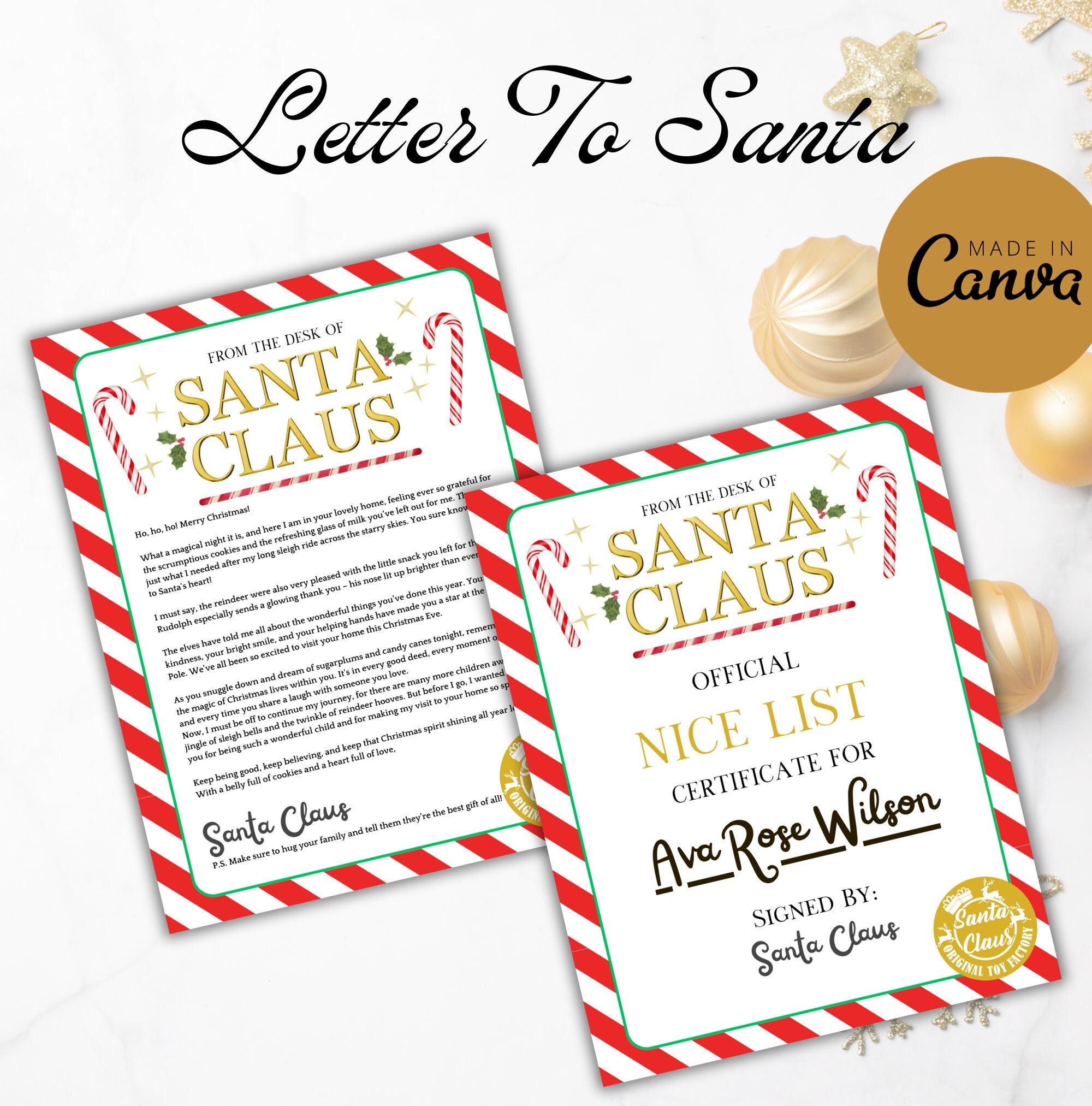 Letter From Santa Secret Santa Ideas Santa Letters Nice - Etsy