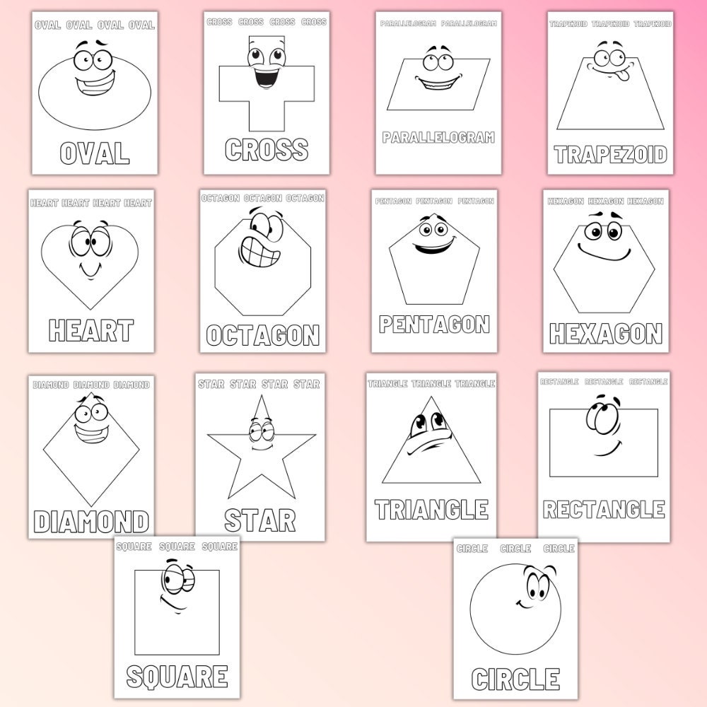 Shapes Coloring Pages Kids Coloring Pages Kindergarten - Etsy