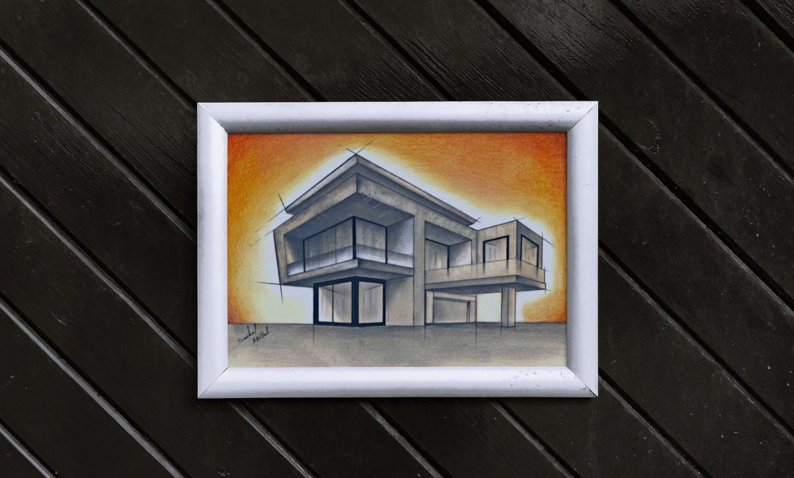 2 Point Perspective Drawing Modern House