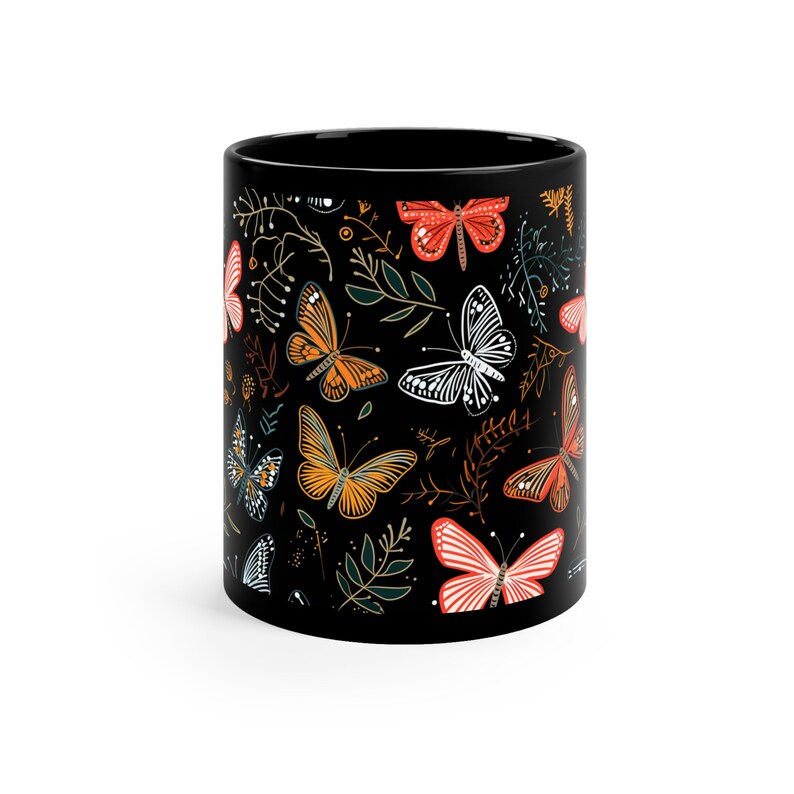 Artsy Butterfly Mug, Blockprint Coffee Mug, Tea Cup, Butterfly and ...