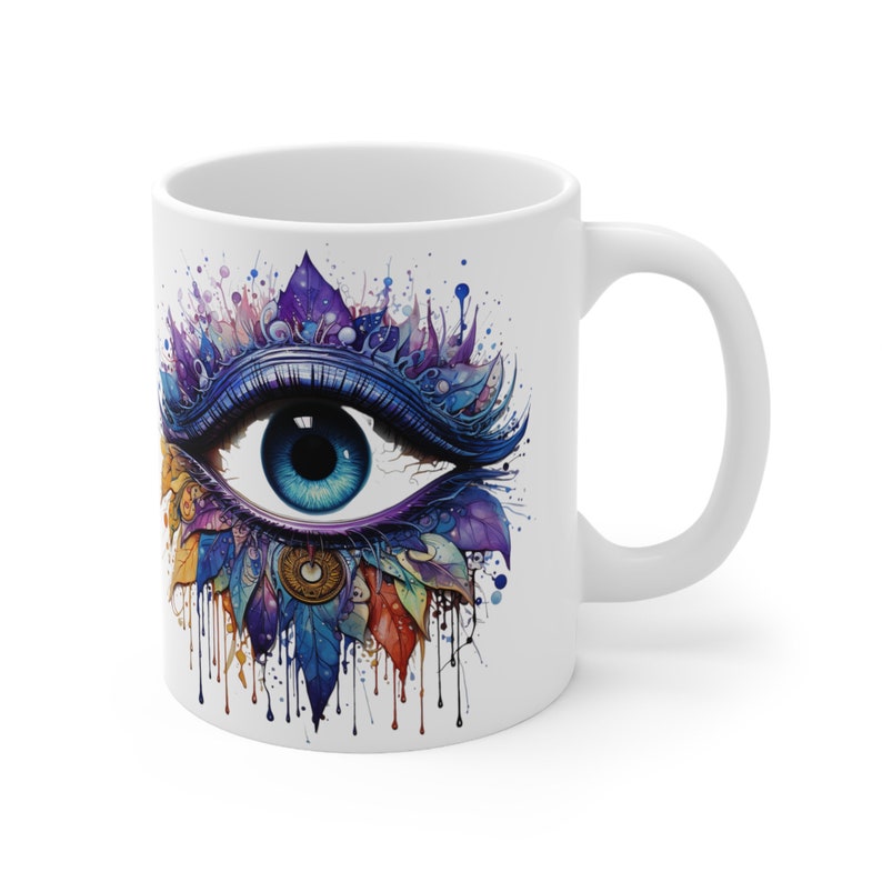 Psychedelic Eye Mug, Original Natural Watercolor Coffee Mug, Eye Witchy ...