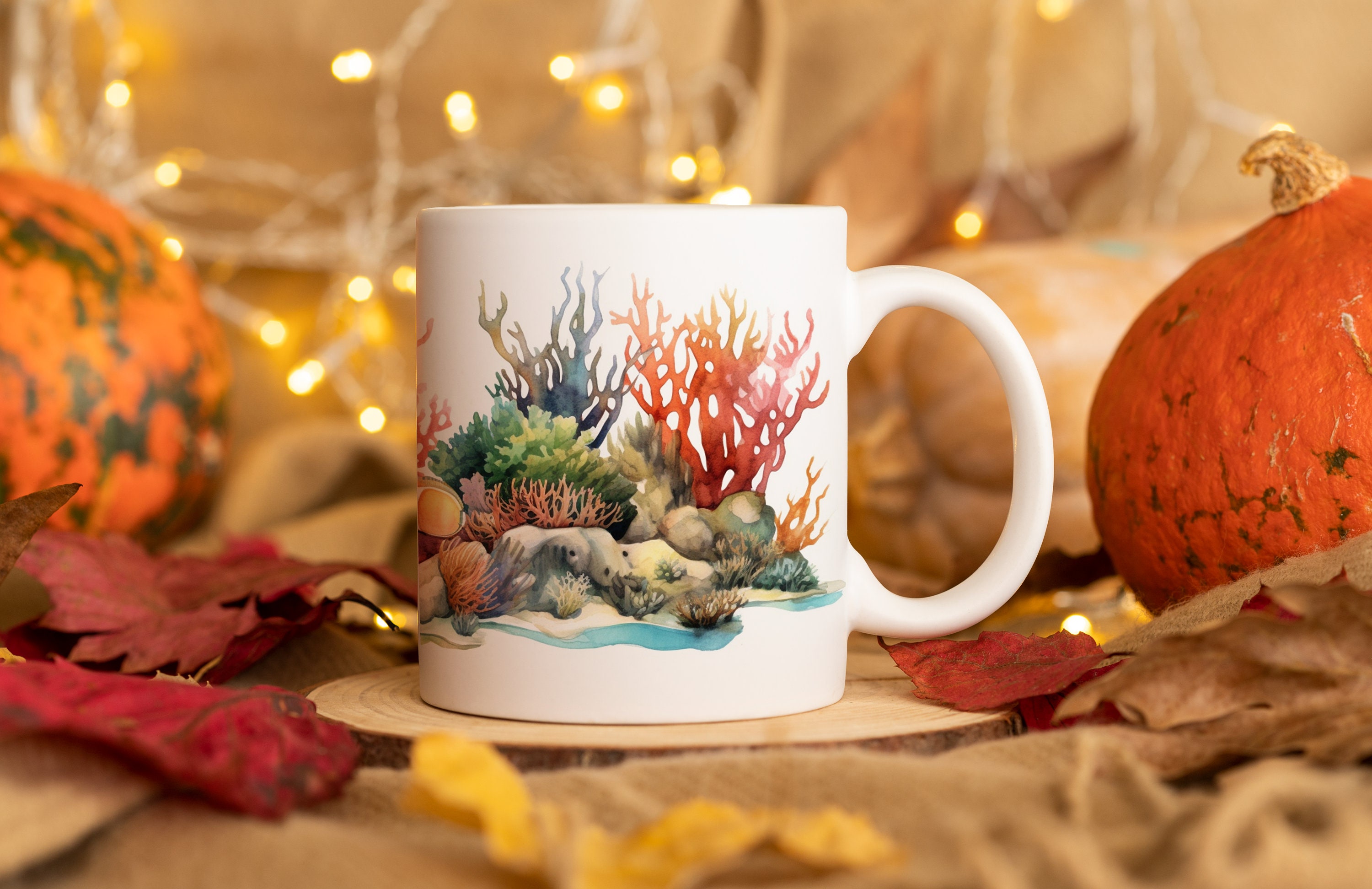 Watercolor Reef Mug, Coral Reef Coffee Mug, Watercolor Nature Tea Cup ...