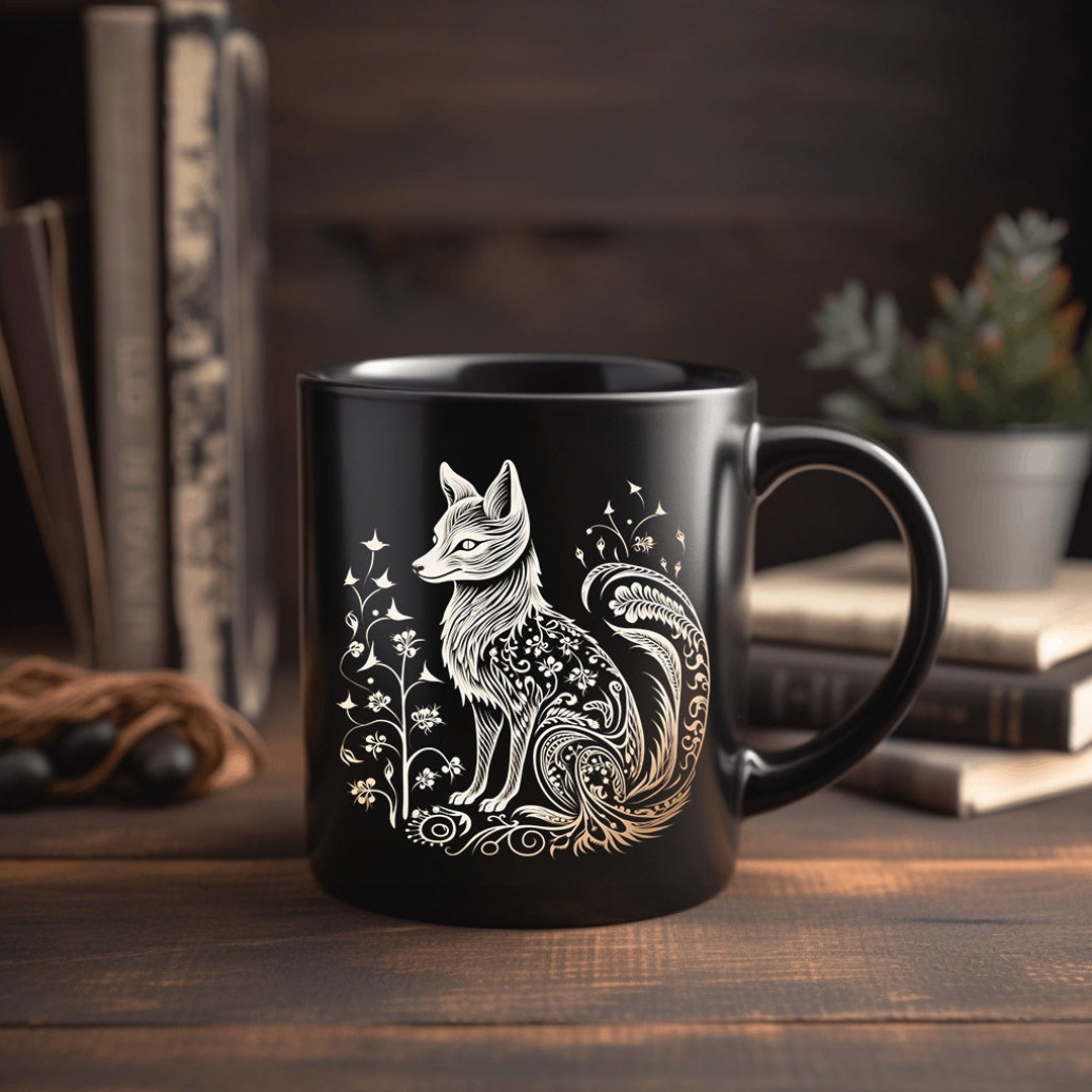 Witchy Fox Mug Blockprint Coffee Mug Tea Cup Animal Fantasy Fox Mug ...