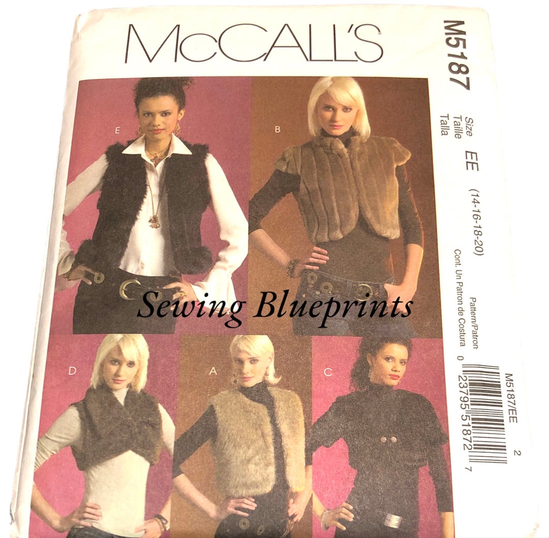SEWING PATTERN Mccalls Vests/jackets Pattern M5187 - Etsy