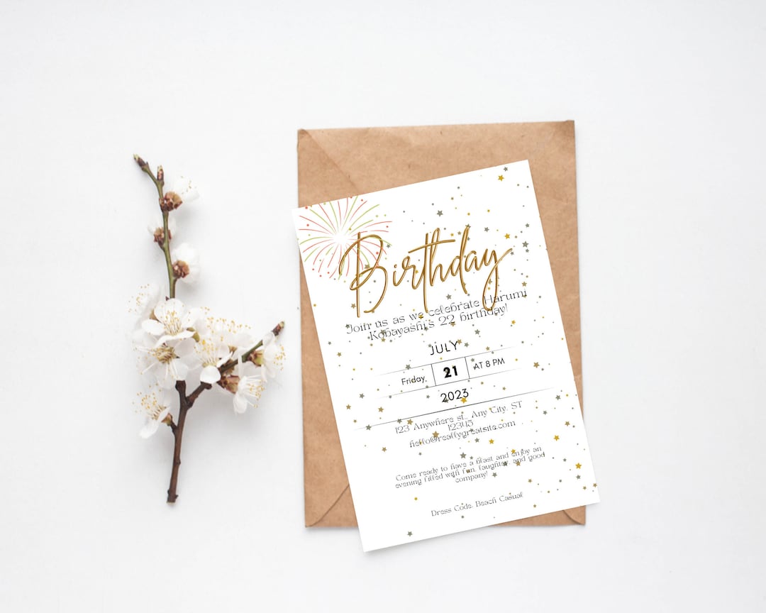 Elegant Birthday Invitation Card Canva Editable Birthday - Etsy