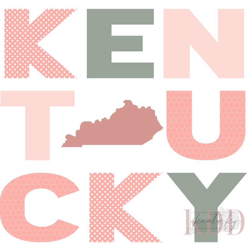 Kentucky Just Peachy Pattern Letters With State, KY, PNG Design, DTF ...