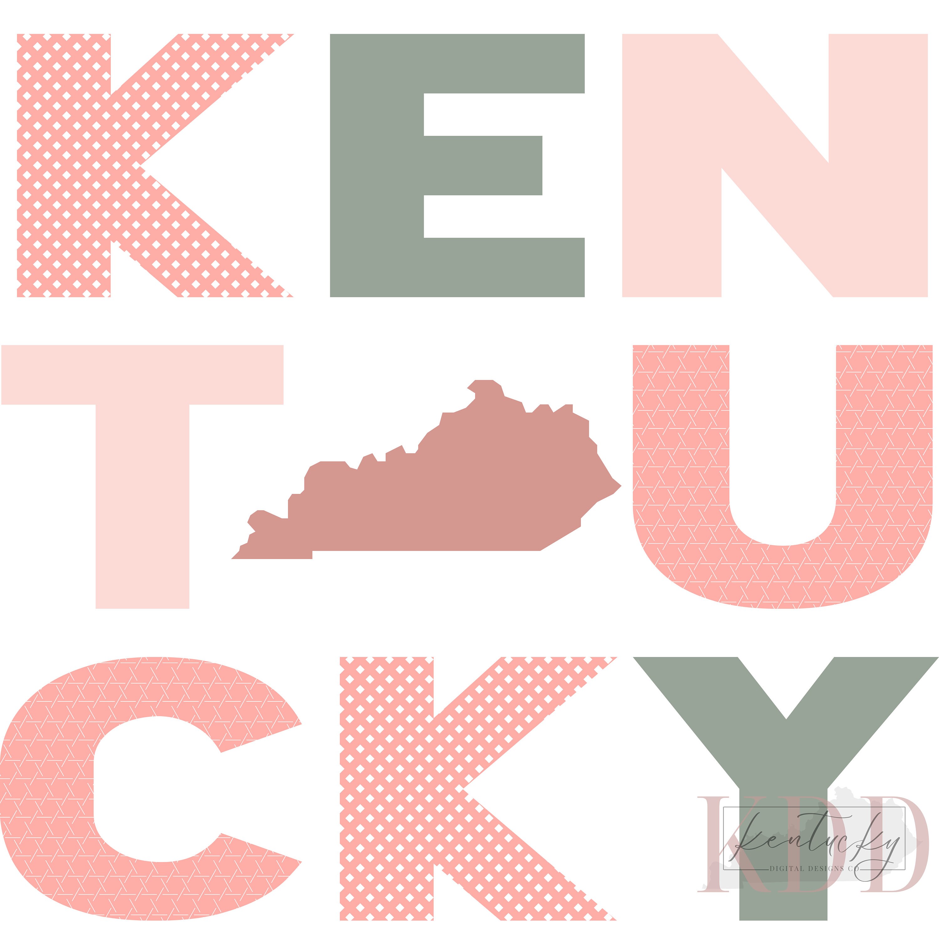 Kentucky Just Peachy Pattern Letters With State, KY, PNG Design, DTF ...