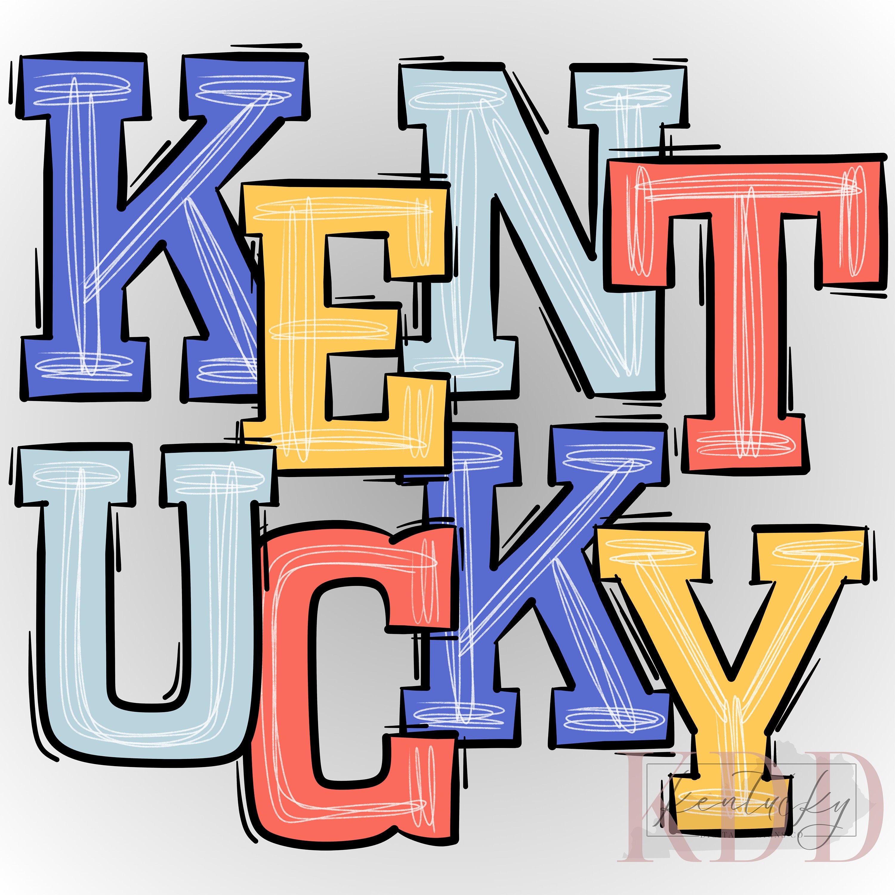 Kentucky Colors Scribble, KY, PNG Design, Digital Download, DTF ...