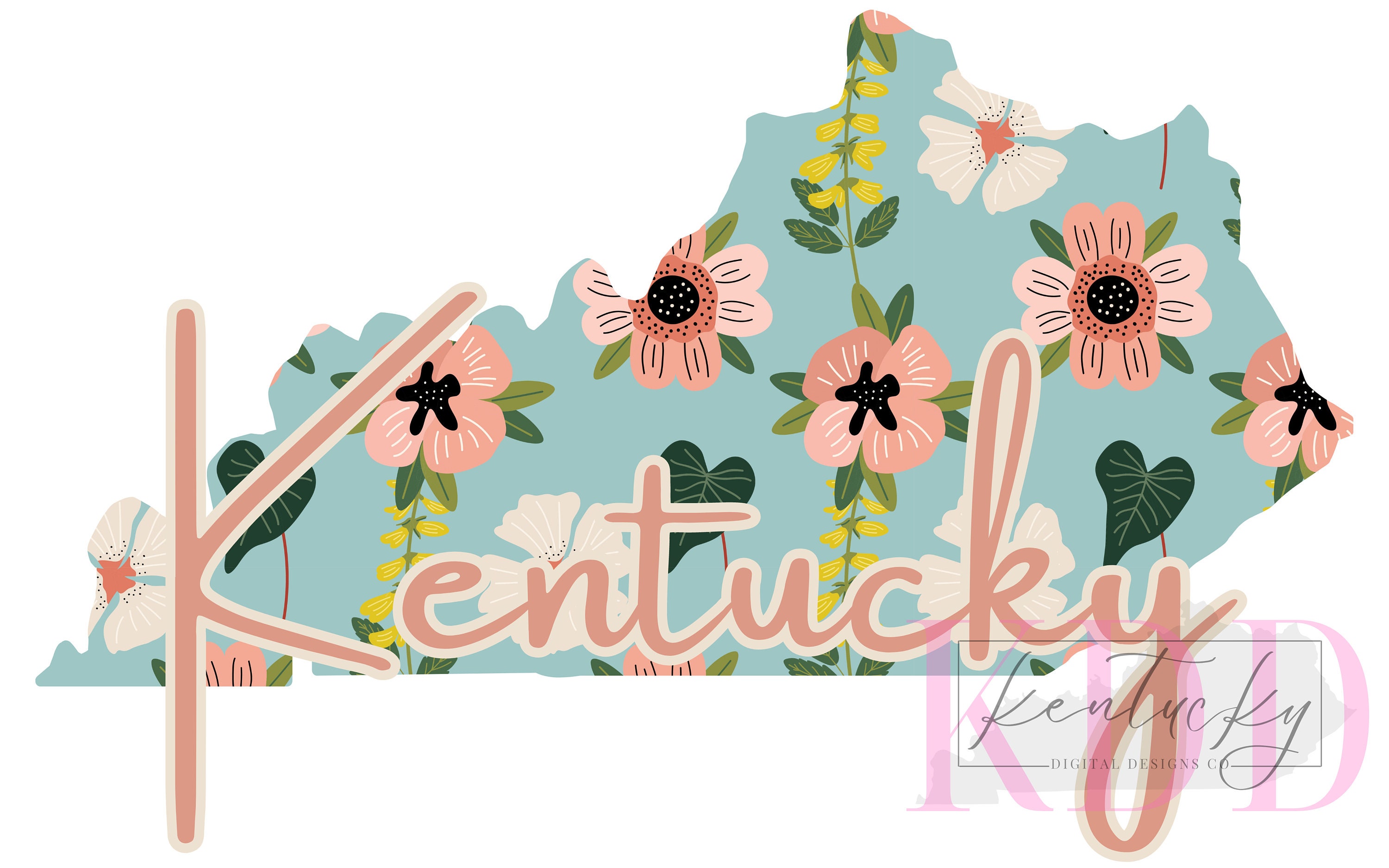 Kentucky Floral, Kentucky Script, KY, PNG Design, Digital Download, DTF ...