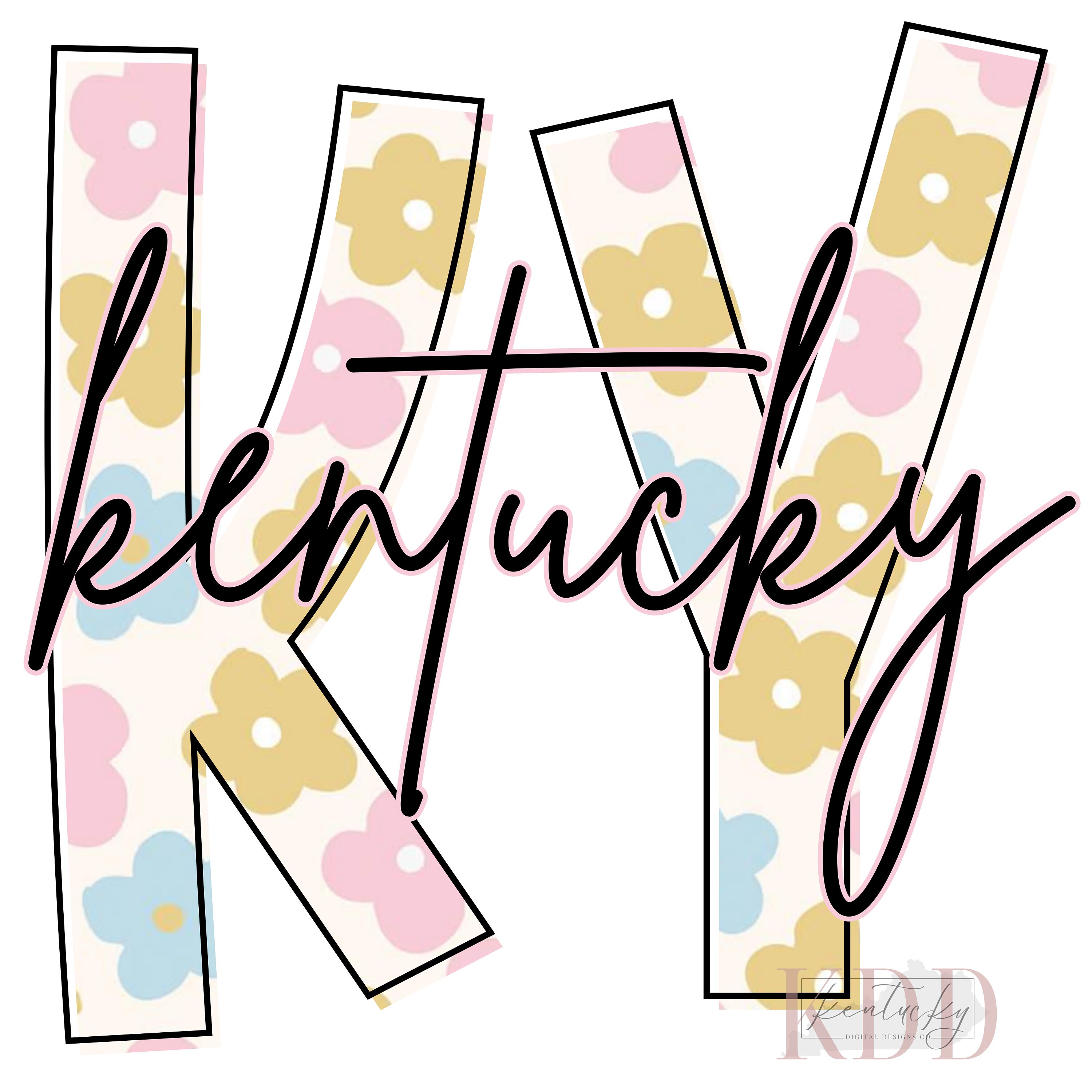 Kentucky Floral KY Script Pngs, Set of Three Designs, PNG Design ...