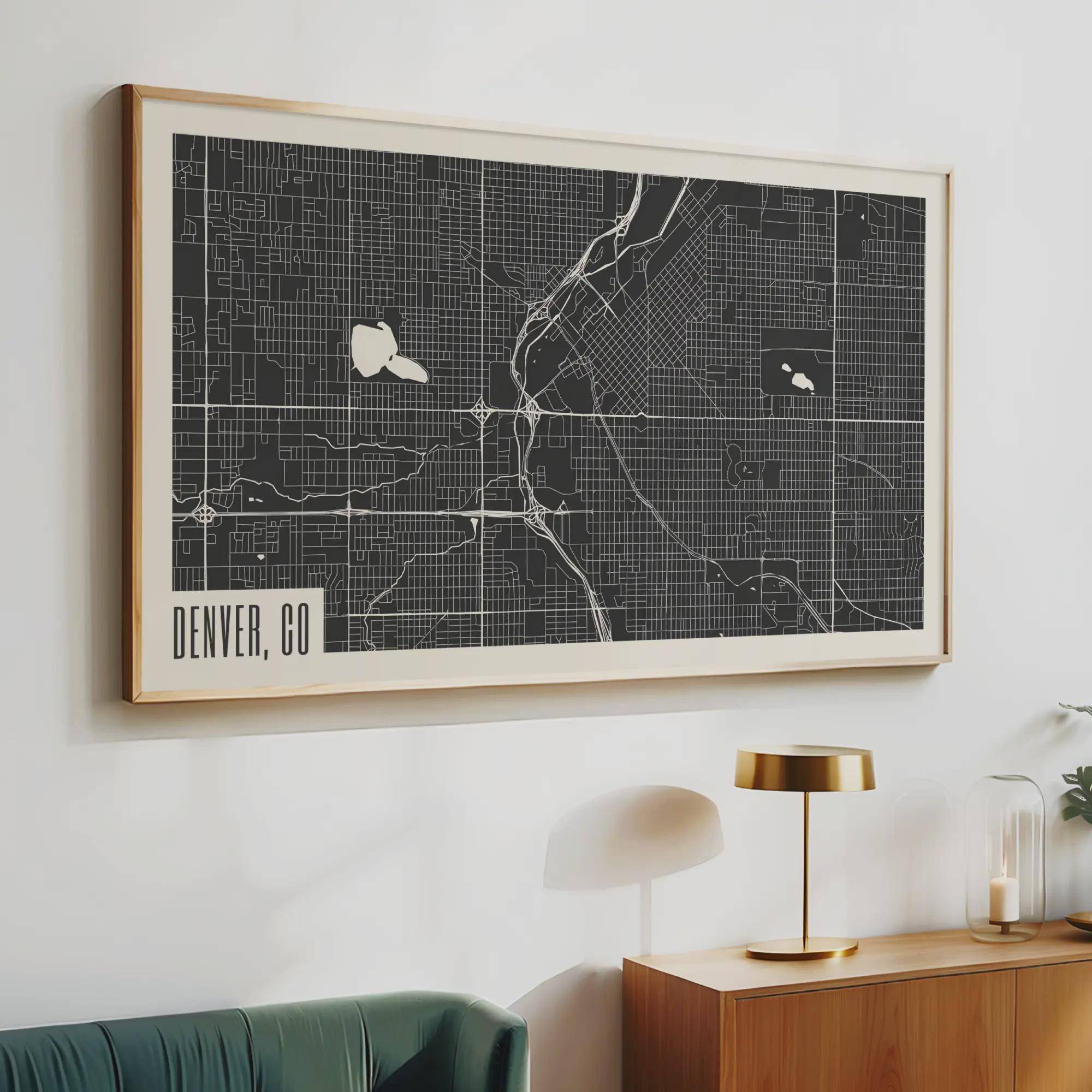 Denver Street Map Frame TV Art, Minimal Denver Art, Samsung TV Art ...
