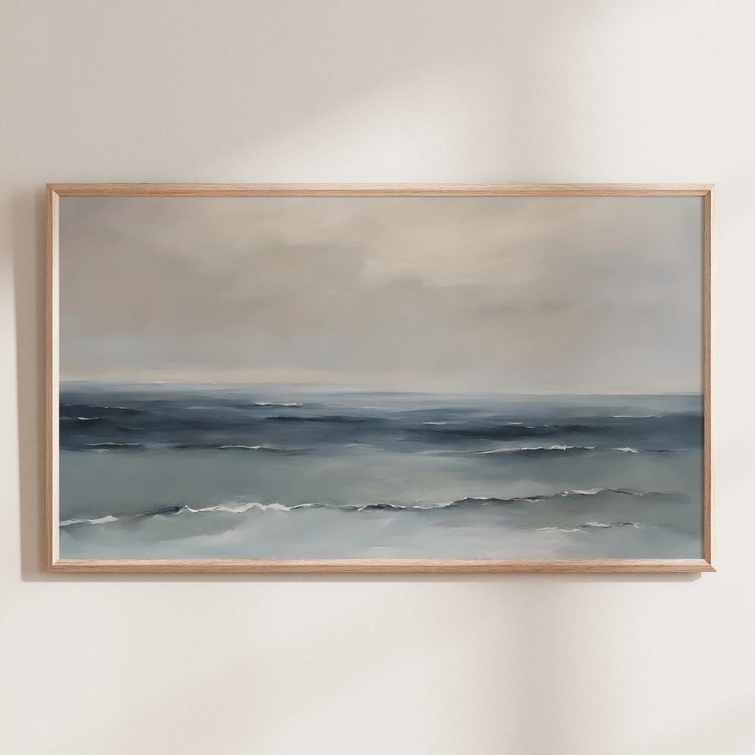 Vintage Seascape Painting, Minimal Ocean TV Art (digital Download) - Etsy