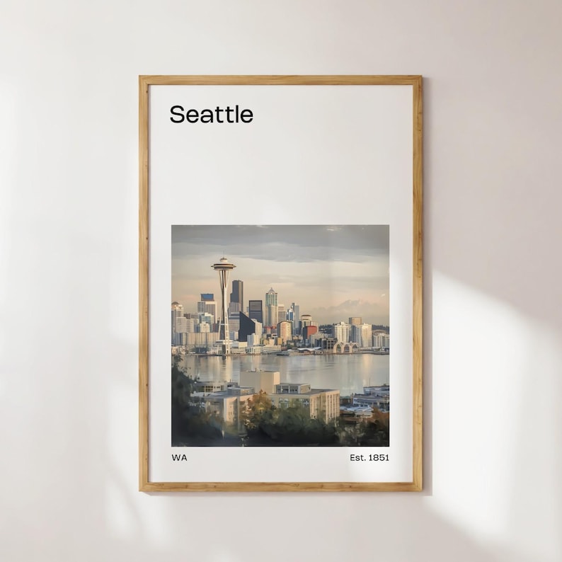 Seattle Mid-century Travel Poster, Seattle Print, Seattle Illustration ...