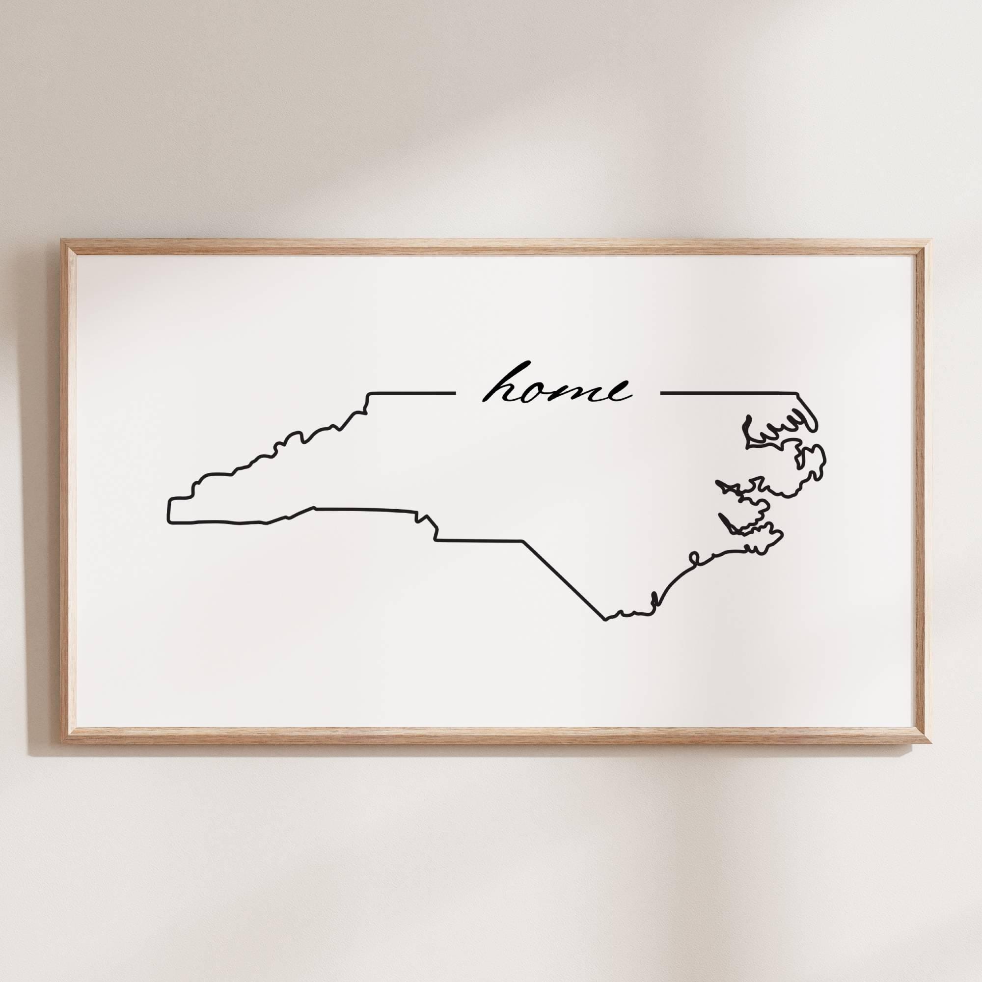 Minimalist North Carolina Home Map Art for Samsung Frame TV (digital ...