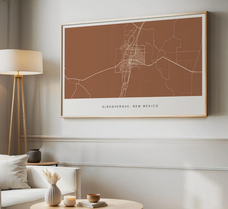 Albuquerque Street Map, Minimalist Samsung Frame TV Art (digital ...