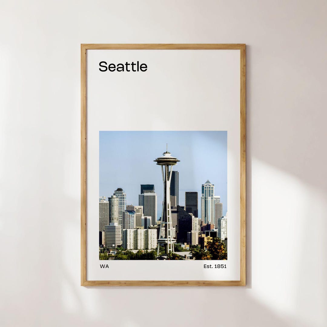 Seattle Mid-century Travel Poster, Seattle Photo Print, Seattle Art ...