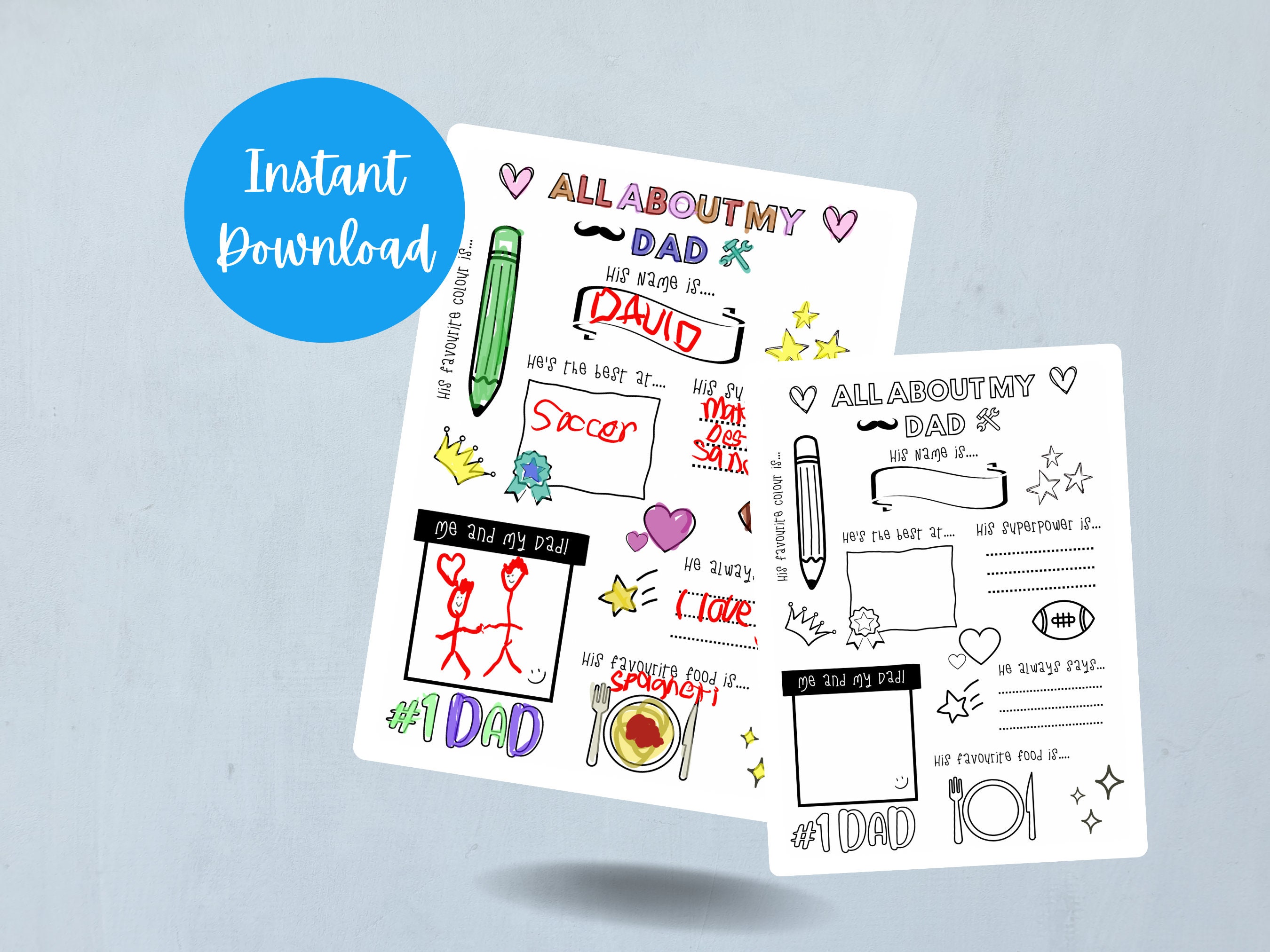 Imprimible Día del Padre: Todo Sobre Mi Papá / Regalo Personalizado ...