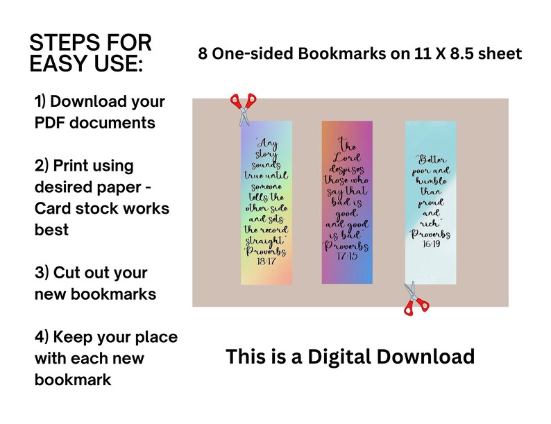 Bible Verse Bookmarks With Attractive Backgrounds, Bookmark PDF ...