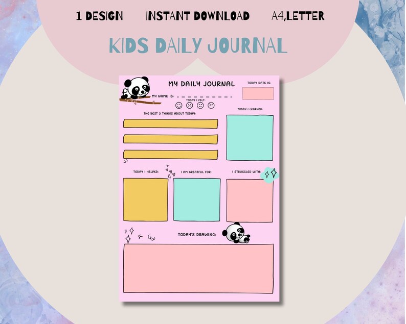 Kids Daily Journal Printable Journal for Kids Diary for - Etsy