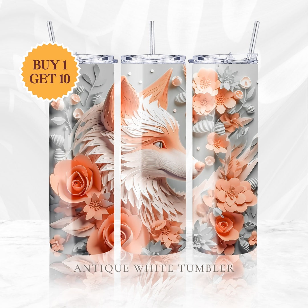 3D Flowers, Cute Animal Tumbler Wrap, 20 Oz Skinny Tumbler Sublimation ...