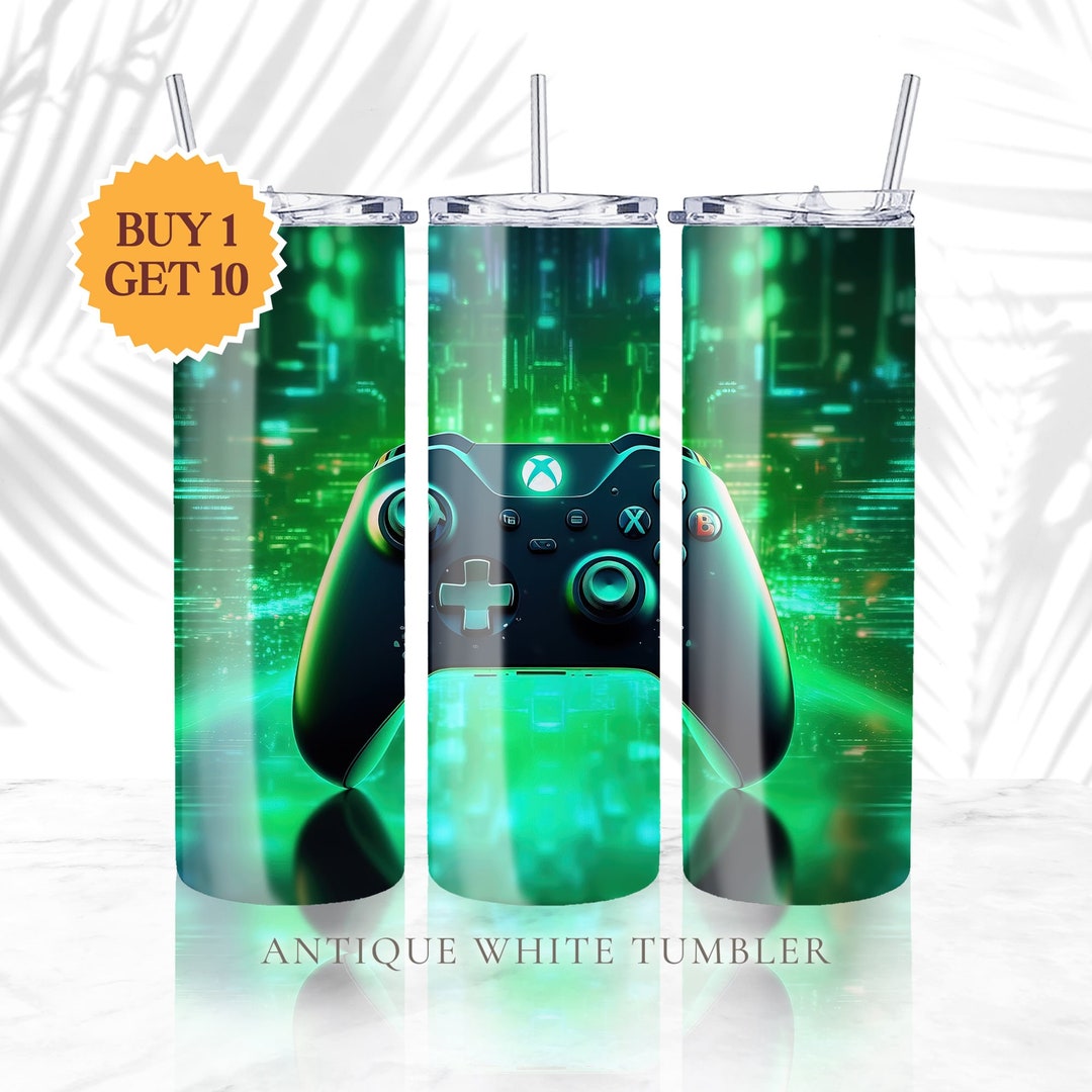 Neon Game Controller 20oz Tumbler Sublimation Design, Gamer Waterslide ...