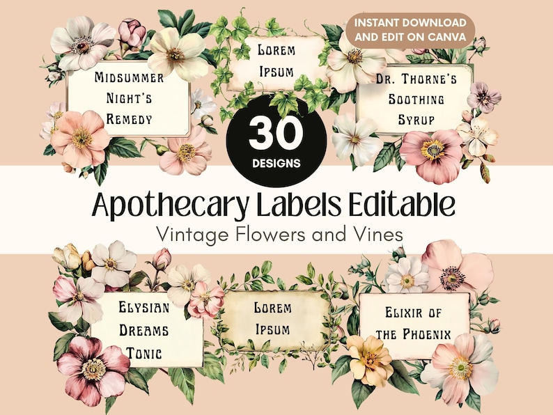 Apothecary Labels Editable, Vintage Printable Bottle Labels, Custom Labels for Halloween Decor ...