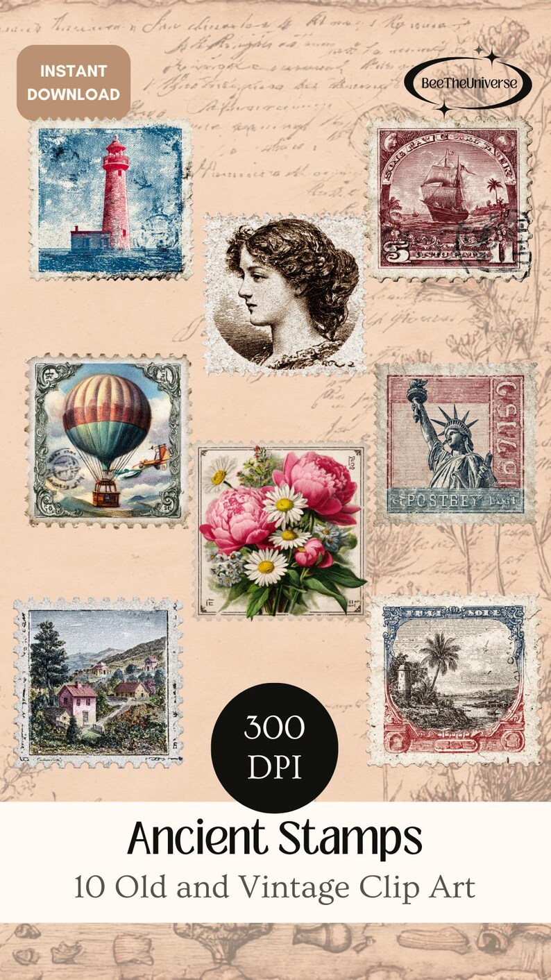 Antique Letter Stamps Old Postage Stamp Ephemera Vintage Post Stamps ...