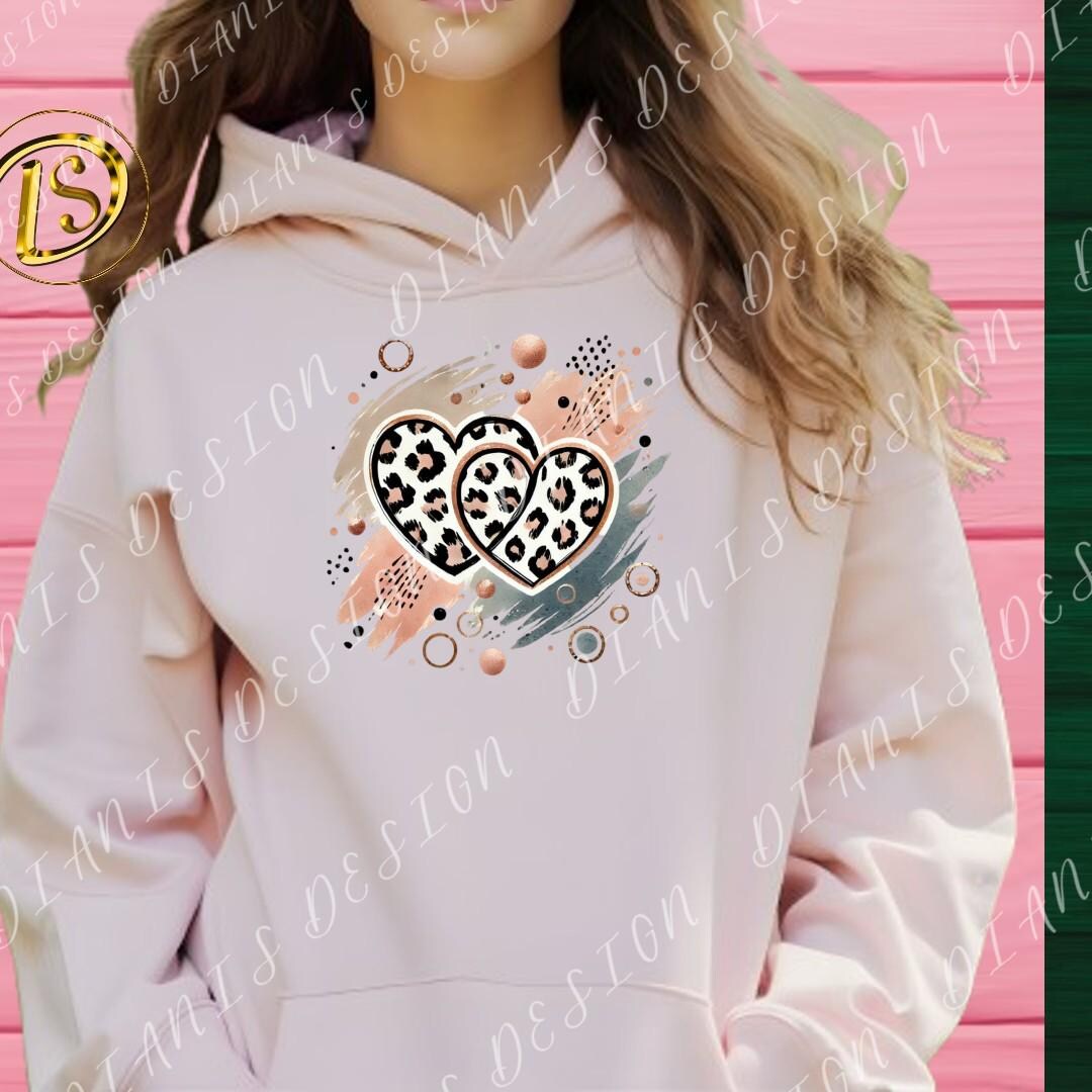 Diseño Digital de Corazones Animal Print con Fondo Abstracto para DTF y ...