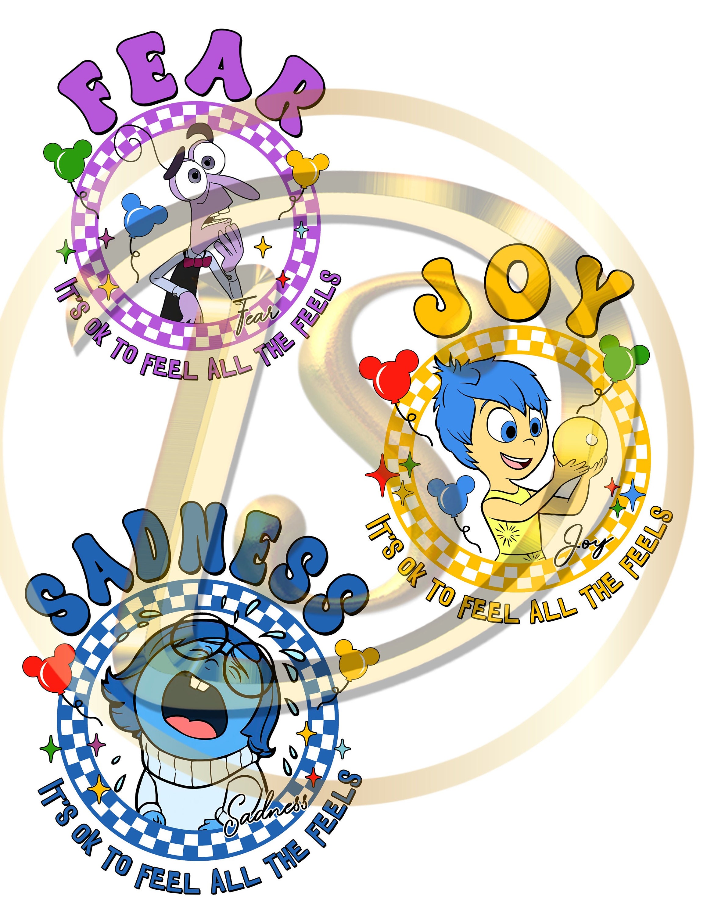 Inside Out Emotions PNG Bundle, Joy, Sadness, Fear, Anxiety, Anger ...