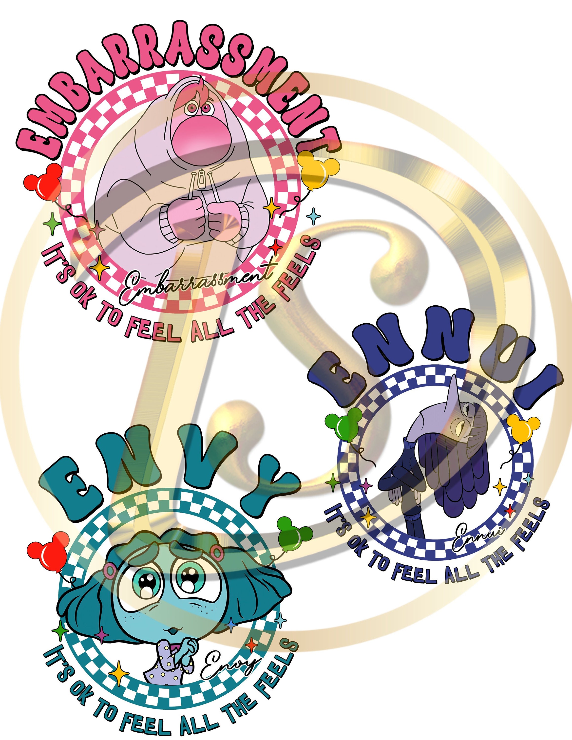 Inside Out Emotions PNG Bundle, Joy, Sadness, Fear, Anxiety, Anger ...