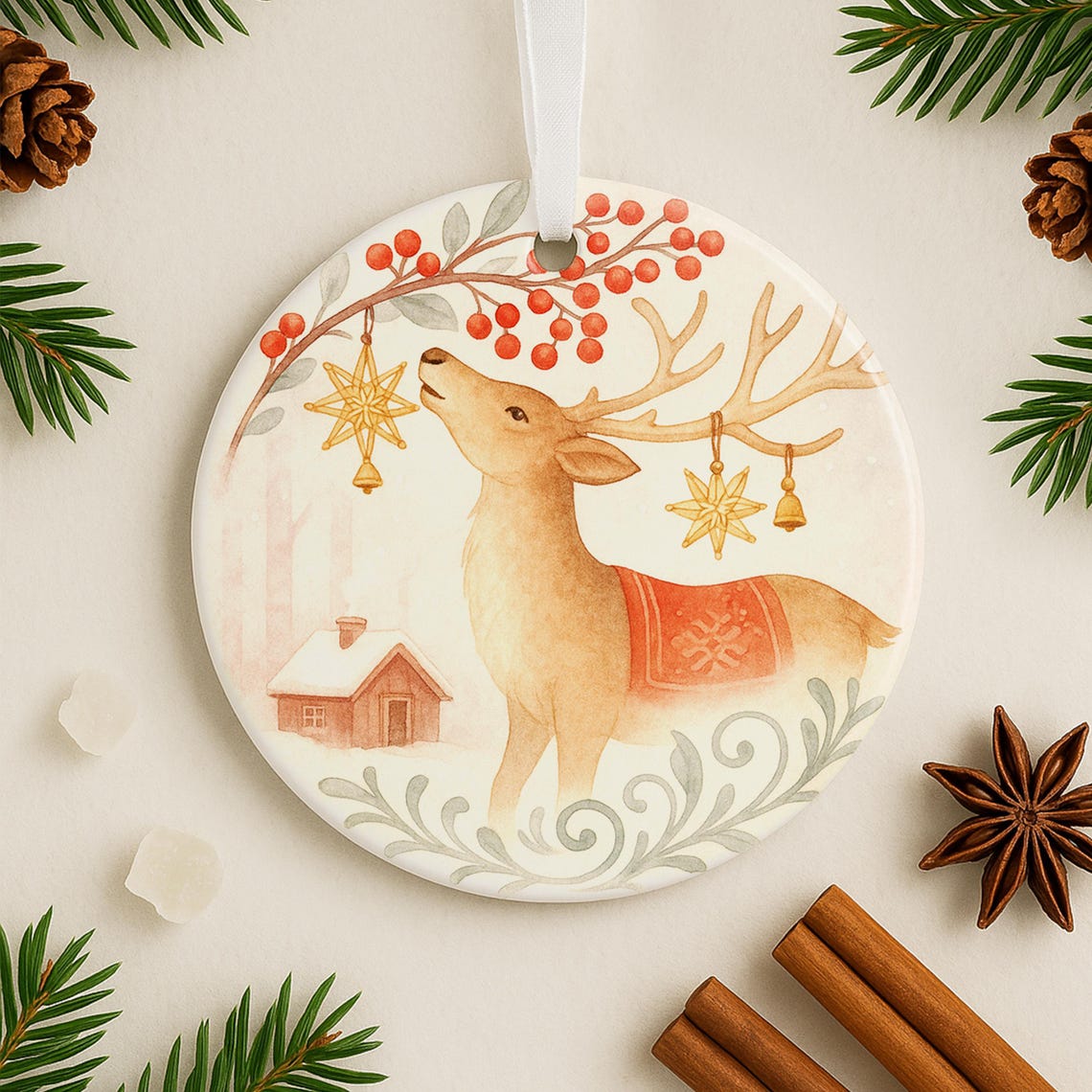 Nordic Reindeer Ornament Scandinavian Folk Yule Decor Sweden Norway ...