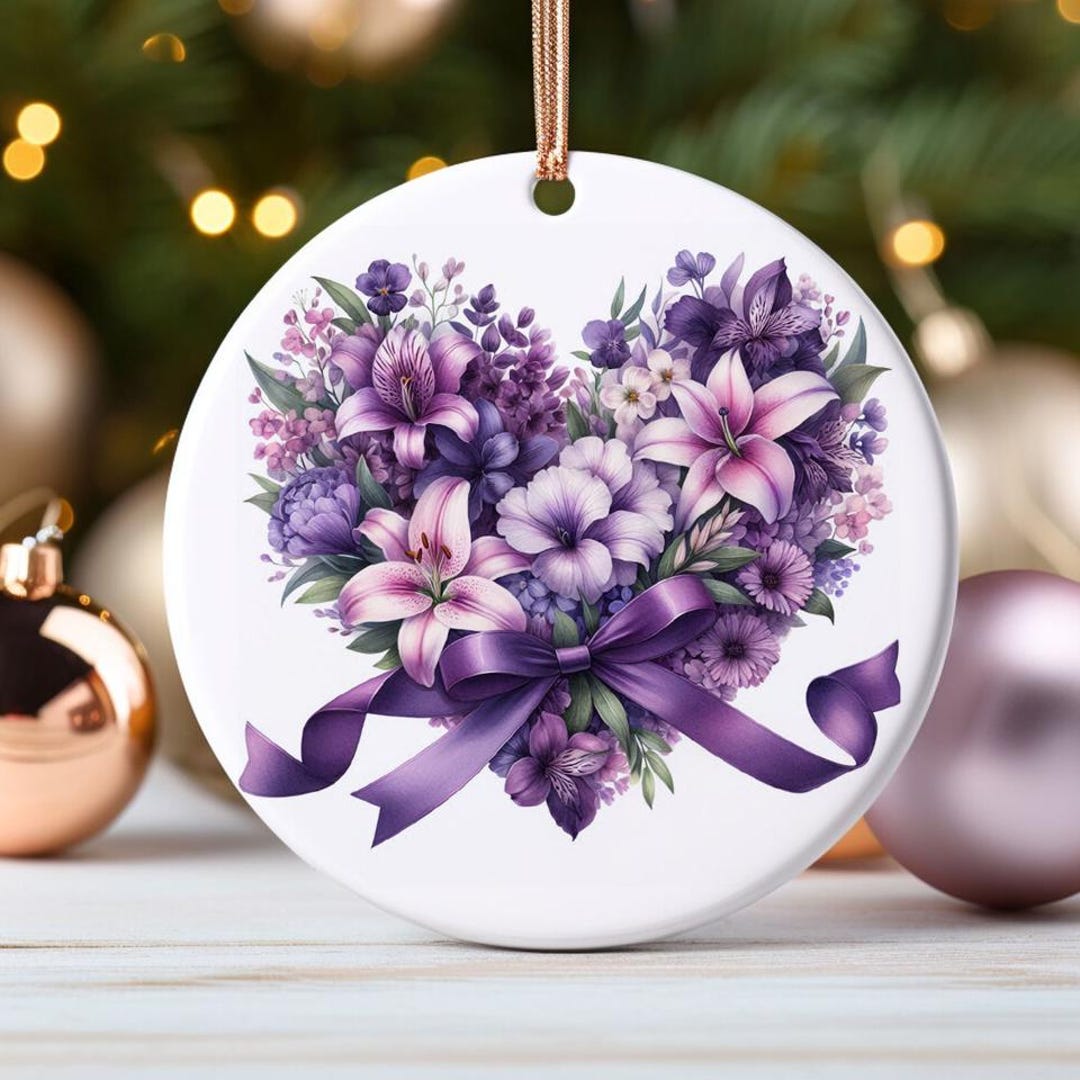 Purple Heart Ornament Alzheimer Support Decor Christmas Gift for ...