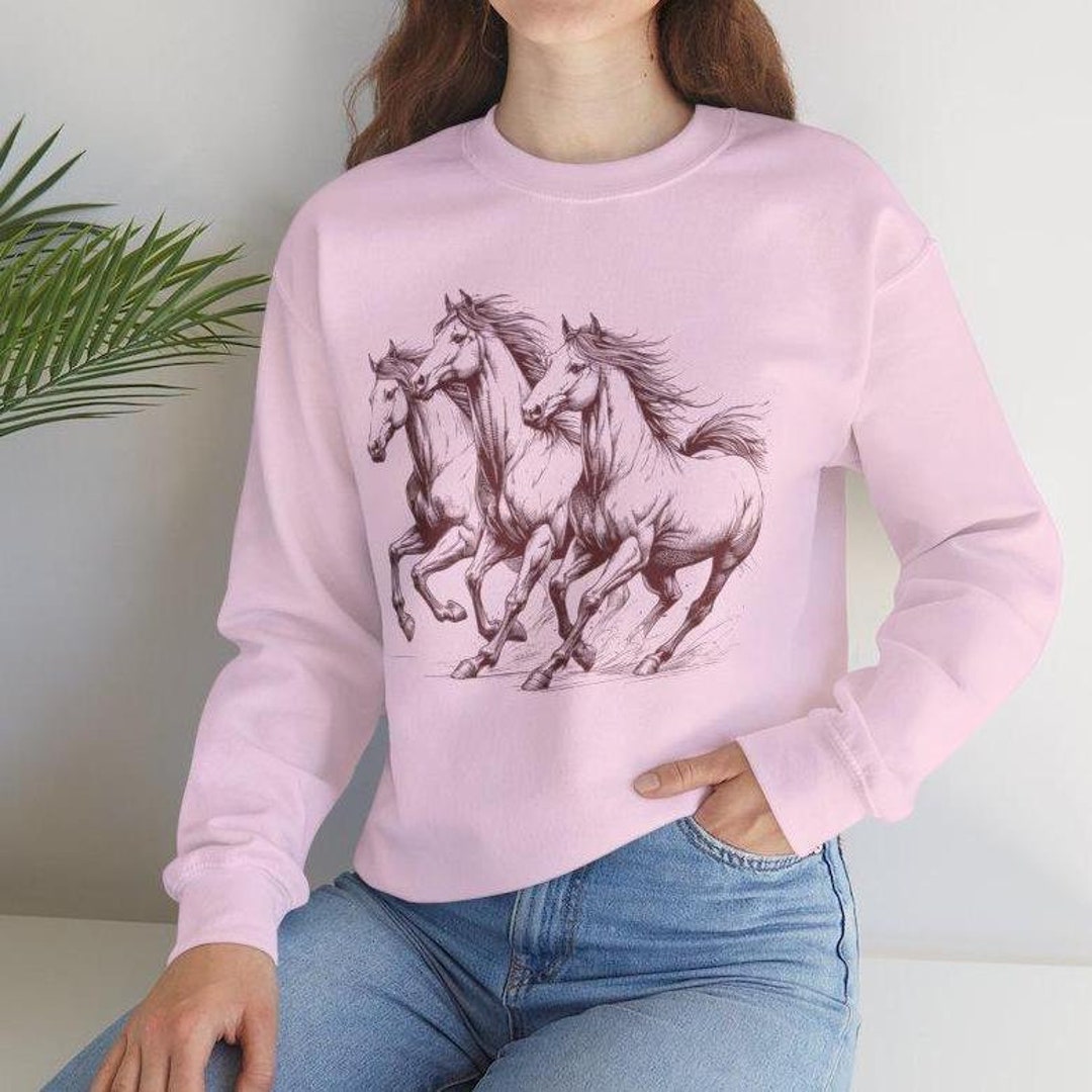 Horse Trio Sweatshirt, Animal Lover Gift, Farm Life Pullover, Cowboy ...