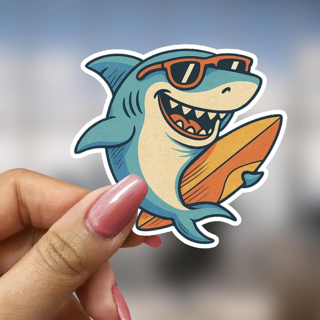 Hawaiian Surf Shark Sticker Gift for Aloha Beach Cruiser Van Life Board ...