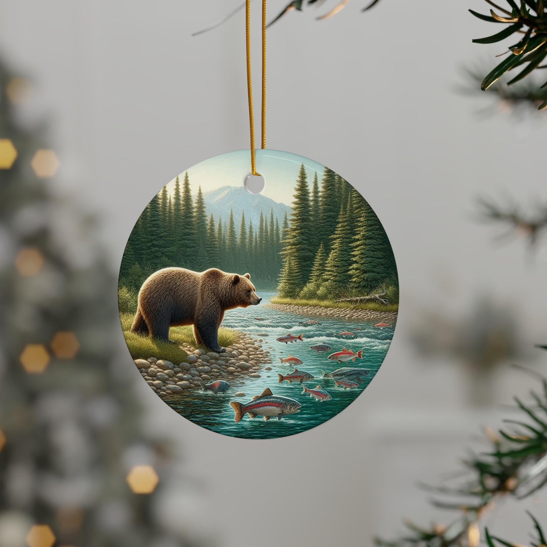 Grizzly Bear Ornament Alaska River Ornament Alaska Wildlife Decor ...
