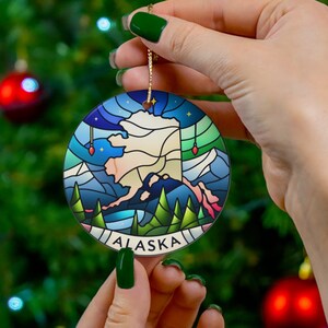 Stained Glass Looking Alaska Ornament Elegant Alaska Map Ornament ...