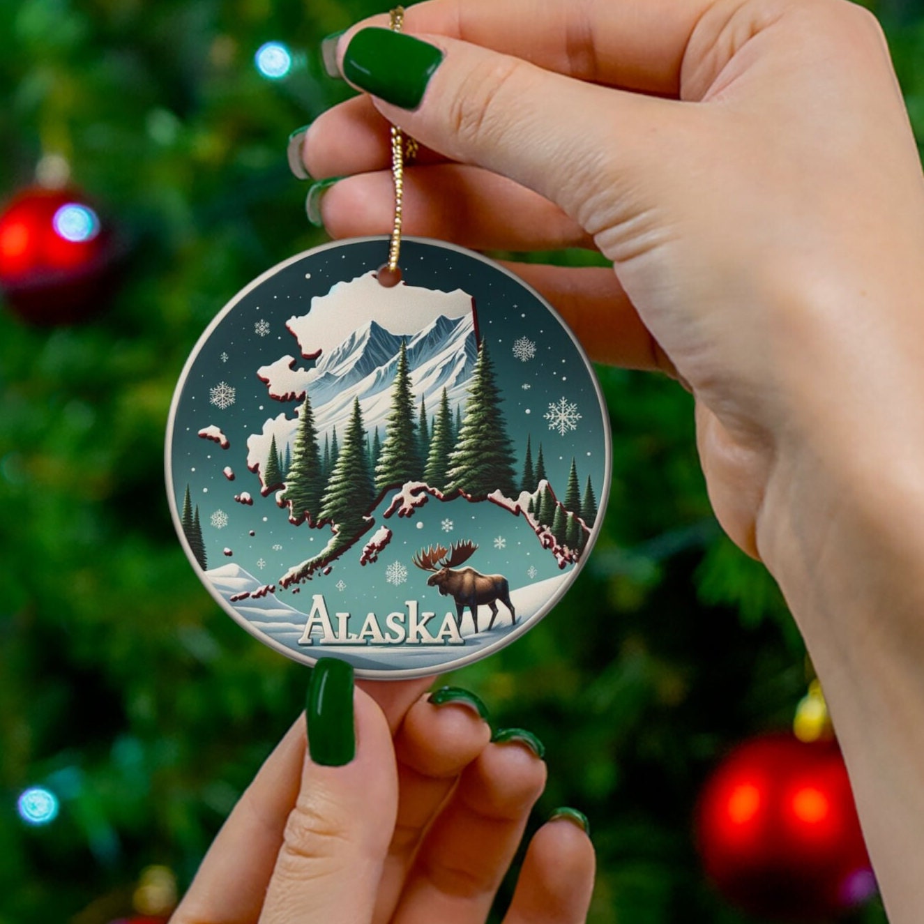 Alaska Ornament Elegant Alaska Map Ornament Christmas America Ornament ...