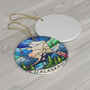 Stained Glass Looking Alaska Ornament Elegant Alaska Map Ornament ...