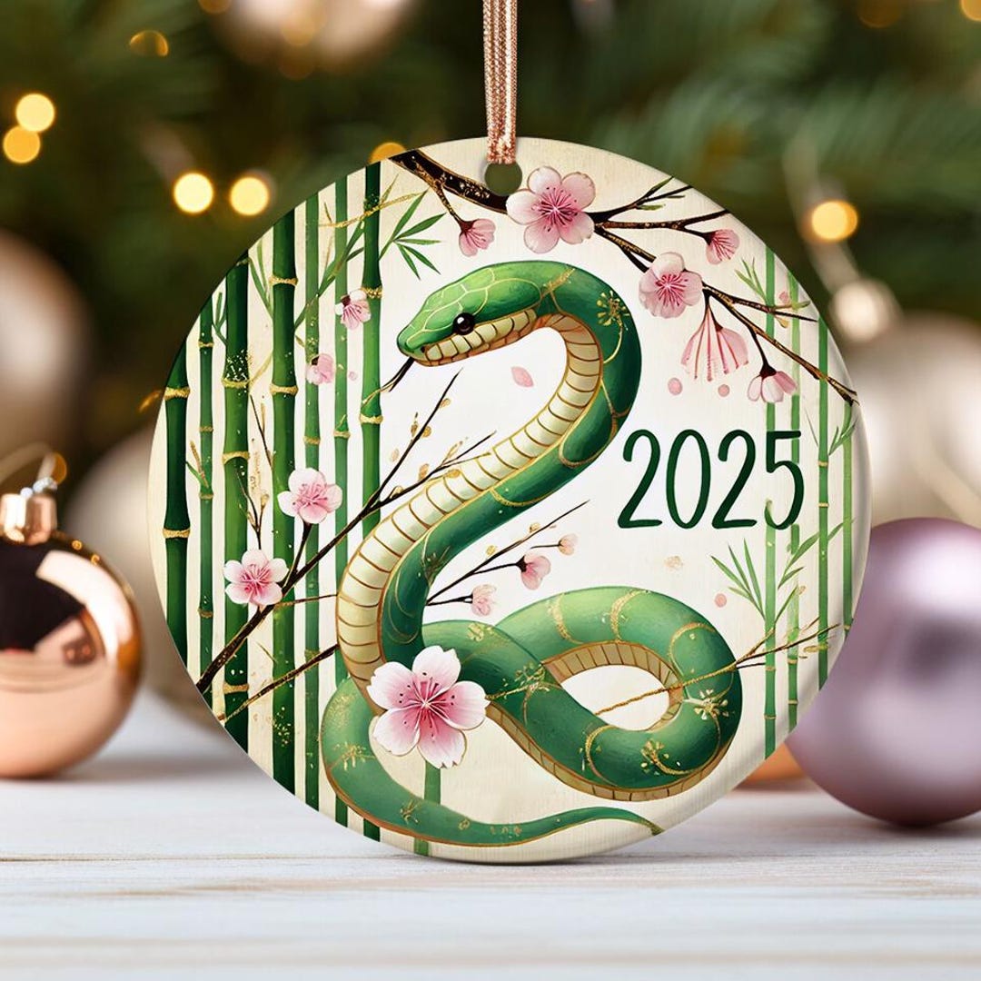Elegant Watercolor Snake Ornament Year of the Snake 2025 Chinese New ...
