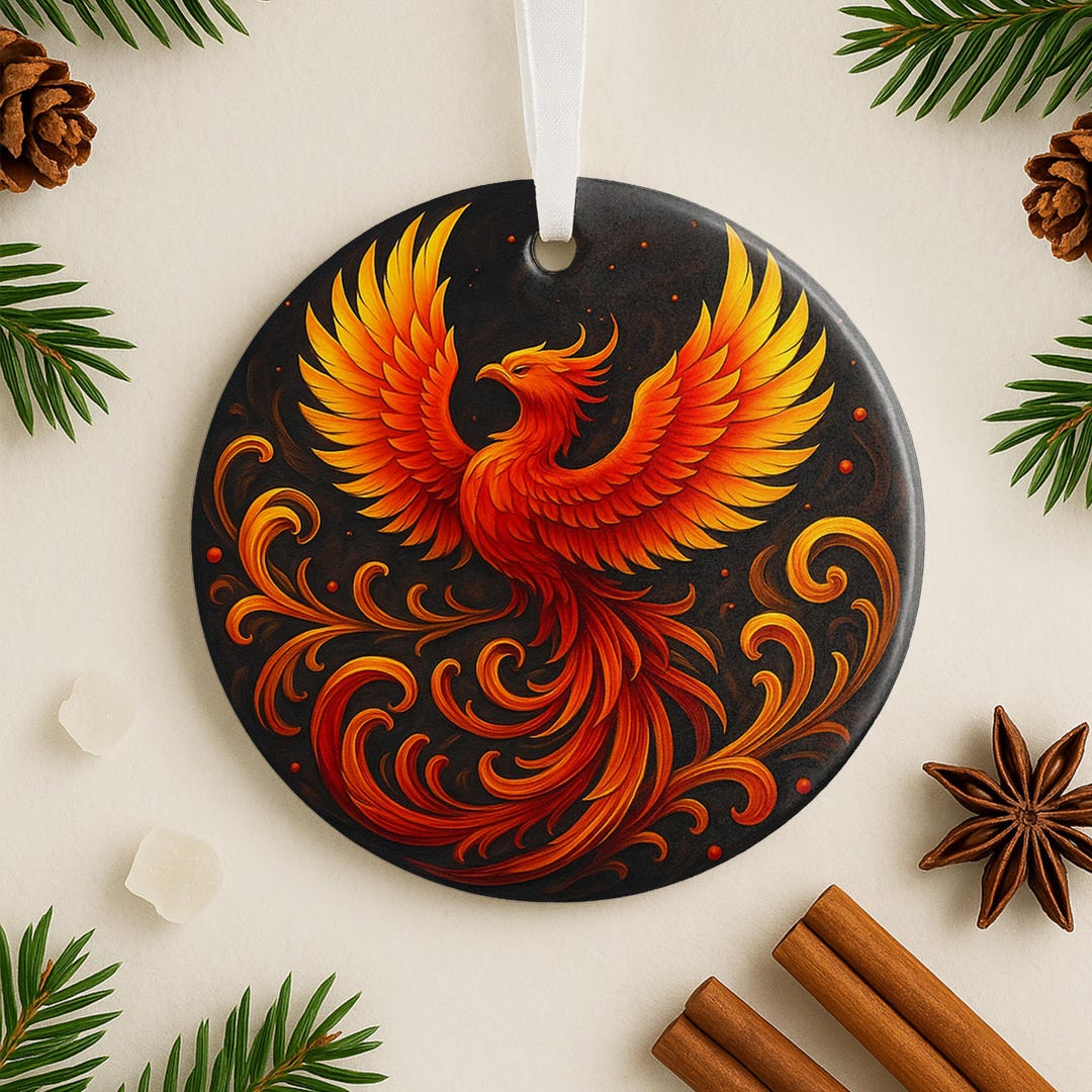 Phoenix Bird Ornament Gift for Mythology Lover Spiritual Tree ...