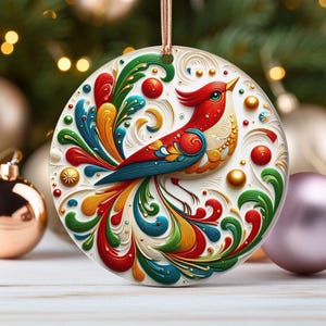 Bird Lover Ornament Watercolor Bird Christmas Decor Gift for Nature ...