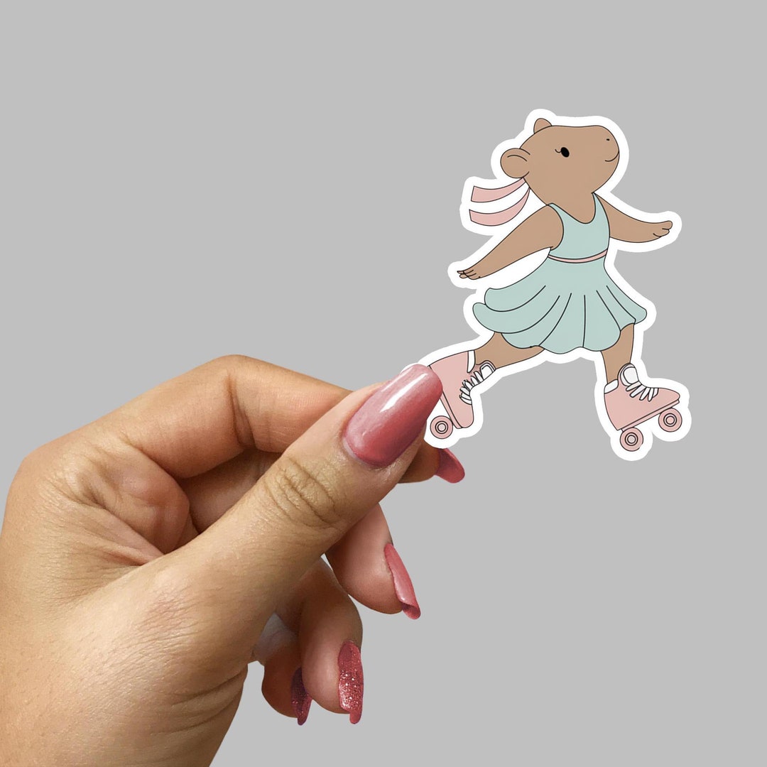 Capybara Roller Skating Sticker Nature Inspired Gifts for Skaters Retro ...