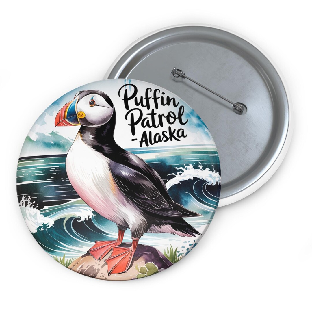 Alaska Puffin Pin Button Custom Pin Buttons for Backpack Jacket, Lapel ...