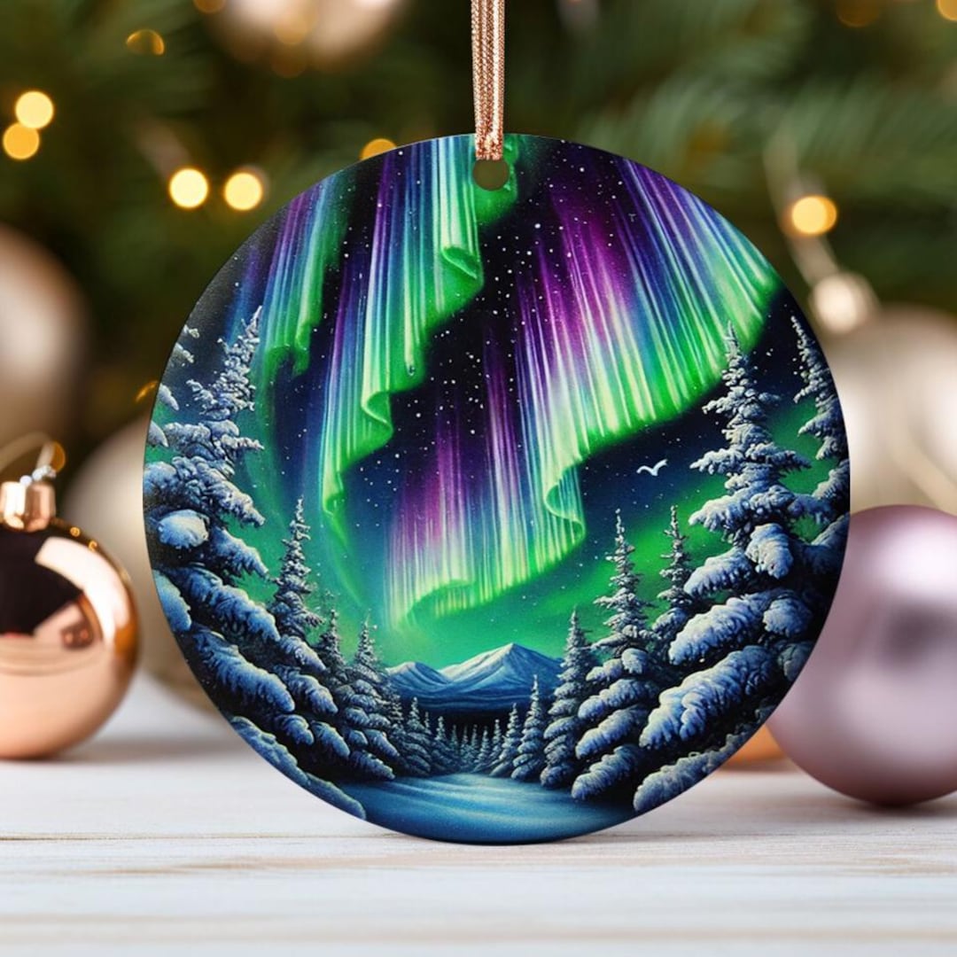 Alaska Home Decor Aurora Borealis Wolves Ornament Northern Lights ...