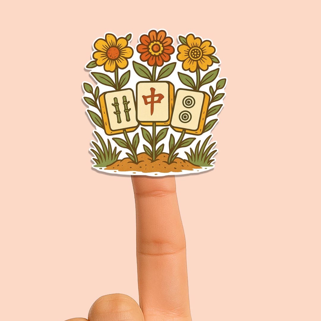 Mahjong Tile Sticker Gift for Gardener Mahjong Player Plant Mom Floral ...